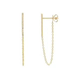 KAMARIA Diamond Bar Chain Earring Studs - Gold