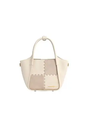 ORANGE CUBE Square Stitch Basket Bag Cream & Grey - White