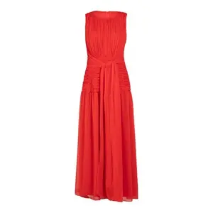 ROSE & NANCY Amy Drape Tie Waist Maxi Dress - Red