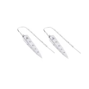 SEVEN SAINTS Good Fortune Every Day Spike Earrings With Clear Quartz White Rhodium - Silver