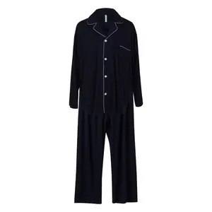 LUNALUZ Amanda Stretch Long-sleeve Pajama Set - Blue