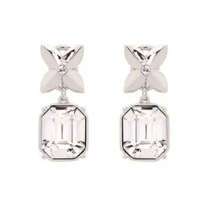EMMA HOLLAND JEWELLERY Platinum Flower Cushion Crystal Clip Earrings - Silver
