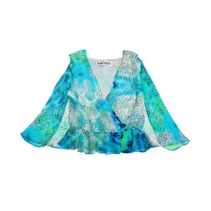 TRAMP IN DISGUISE Guardabarranco Printed Silk Chiffon Wrap Top