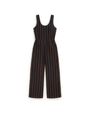 THINKING MU Raflesia Striped Seersucker Jumpsuit