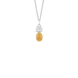 TRUE ROCKS Mini Pineapple Pendant 2tone 18kt Gold Plated & Sterling On Chain - Silver