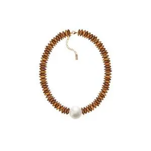 ADRIANA PAPPAS DESIGNS White / Brown Mega Pearl Necklace - White/brown