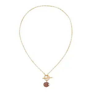 HEATHER HAWKINS 14k Gold-filled Toggle Necklace With Strawberry Quartz - Yellow