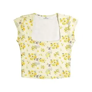CLOUD HAVEN Smiling Pit Square Neck Tee In Sunflower - Yellow