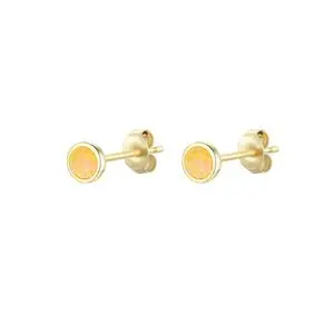 KAMARIA Round Opal Stud Earrings Tangerine - Orange