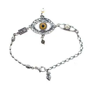 GEM KINGDOM Brown / Silver Eye Love You Bracelet Brown Eye With Smoke Quartz - Brown/silver