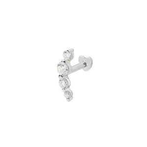 VANCHI 14k Solid White Gold Lab-grown Diamond Curved Flat Back Stud - Silver