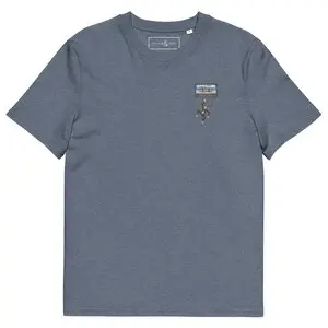 ANCHOR & CREW Heather Cassette Monkey Organic Cotton Embroidered T-shirt - Blue