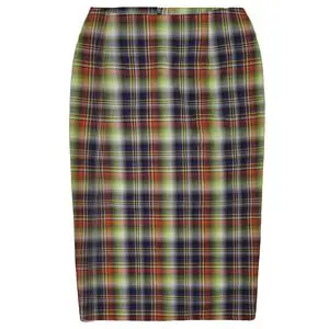 28NATELIER Plaid Midi Skirt - Blue