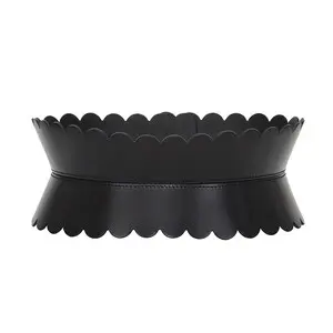 HAUTE CUIR Scalloped Hourglass Corset Belt - Black