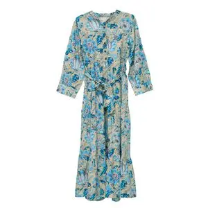 INARA Indigo Lotus Cotton Dress - Blue