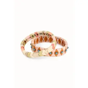 Saachi Evil Eye Stretch Bracelet Set - Pink