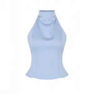 HERFETCH Satin Halter Top - Blue