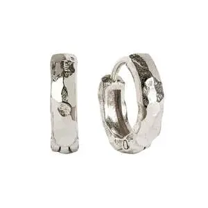 CHARLOTTE'S WEB JEWELLERY Lakshmi Hammered Huggie Hoop Earrings - Silver