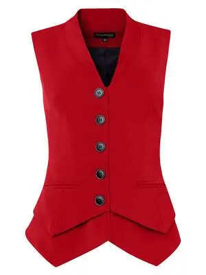 TIA DORRAINE Fitted Single-breasted Waistcoat – Fierce - Red