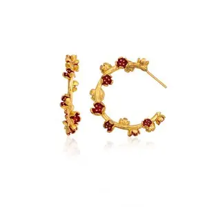 MILOU JEWELRY Large Flower Hoop Earrings - Red