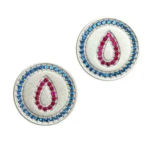 DOROTA LASAK Blue / Pink / Silver Sweet Blood Sterling Silver Earrings - Blue/pink/silver