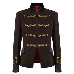 THE EXTREME COLLECTION Military Tailored Blazer With Gold Embroidery - Brown
