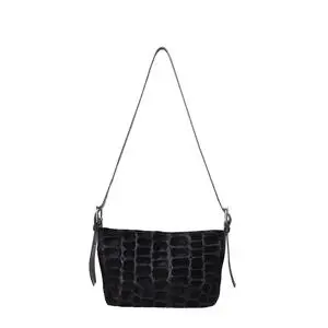 JUAN-JO Crocodile-embossed Suede Crossbody Bag - Black