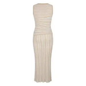 MODENAIRE Striped Ribbed Knit Set With Fitted Tank And Midi Skirt - Orange