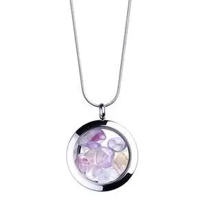 MY LITTLE NATURE Designer Fluorite Necklace With Natural Stones - Silver
