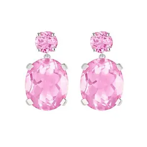 AUGUSTINE JEWELS Pink / Silver Sterling Silver Pink Topaz Drop Earrings - Pink/silver