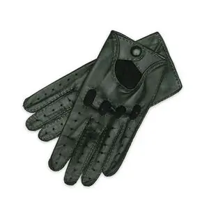 1861 GLOVE MANUFACTORY Rome Handsewn Lambskin Driving Gloves In Dark - Green