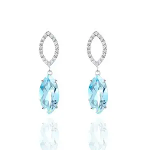 AUGUSTINE JEWELS Blue / White Blue Topaz & Diamond Earrings - Blue/white