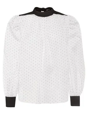 HELENE GALWAS White / Black Bibi Polka Dots Cotton Blouse - White/black