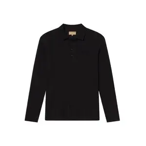 WESTON JON BOUCHER Alastair L/s Slim Fit Knit Polo Pitch - Black