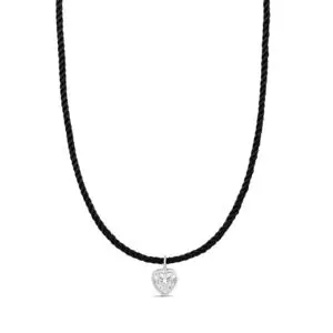 SHYMI Cord Necklace With Fancy Shape Heart - Silver