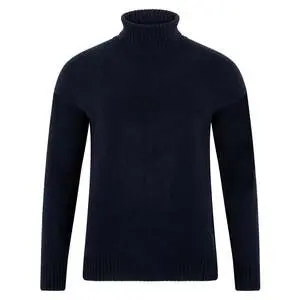 PAUL JAMES KNITWEAR Merino Alessandro Cashmere Submariner Roll Neck Jumper Submarine Navy - Blue