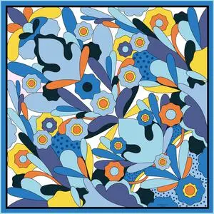 JESSIE ZHAO NEW YORK Double Sided Silk Bandana Of Ocean Imagination - Blue