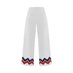 MY PAIR OF JEANS Wide-leg Trousers With Chevron Embroidery - Blue/white/red