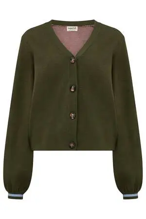 SUGARHILL BRIGHTON Adrian Cardigan Khaki, Leopard Jungle