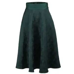 SMART AND JOY Flared Jacquard Skirt - Green