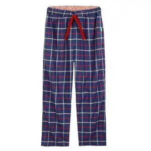 LOUNGERS Neutrals / Blue / Red Organic Brushed Cotton Lounge Bottoms / Trousers / Pants Red / Blue - Blue/red