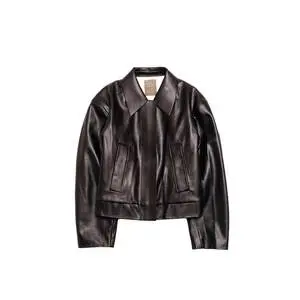 MUTE BY JL Cooper Vegan Leather Cropped Jacket - Brown