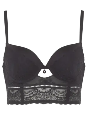 BONBON LINGERIE Mara Wide Lace Push-up Bra - Black