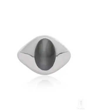 THE JEWELZ Grey / Silver Moonlit Gaze' Cat's Eye Ring - Grey/silver