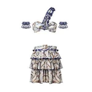 NUR KARAATA Lilou Top & Helianthus Tropezienne Skirt Set - White