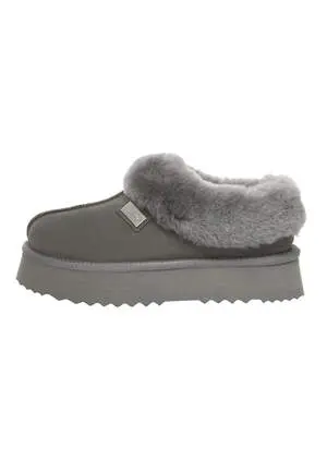EVERAU AUSTRALIA Topknot Leather Slippers - Grey