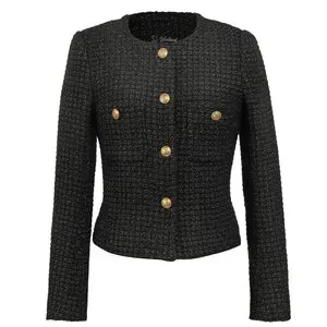 SMART AND JOY Tweed Blazer Patch With Pockets - Black