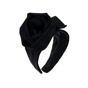 SIBI HATS Rose Embellished Silk Headband - Black