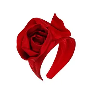 SIBI HATS Rose Embellished Silk Headband - Red