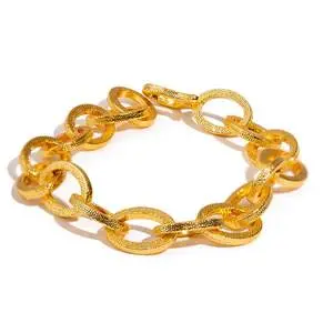 EBRU JEWELRY Bold Links Chunky Adjustable Bracelet - Gold